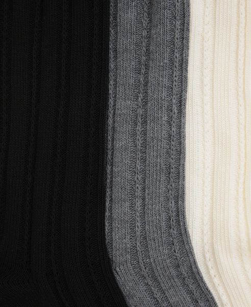 Willow Womens Twisted Ribbed Socks- 3 Pack - Dark Grey – Animal
