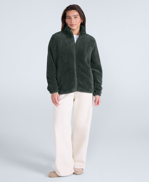Teddy Womens Full Zip Fleece - Dark Green – Animal