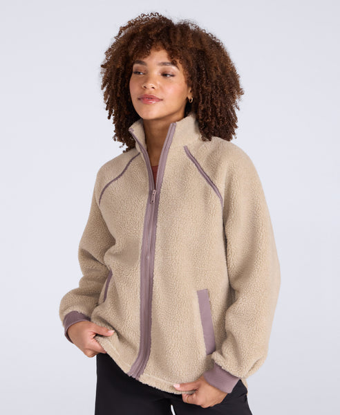 Bonnie Womens Trim Borg Jacket - Dark Beige – Animal