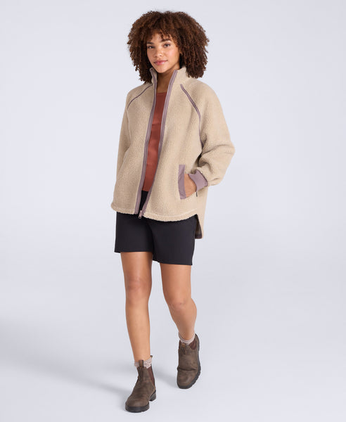Bonnie Womens Trim Borg Jacket - Dark Beige – Animal