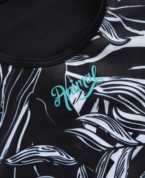 Zora Womens Printed Strappy Swimsuit - Jet Black – Animal